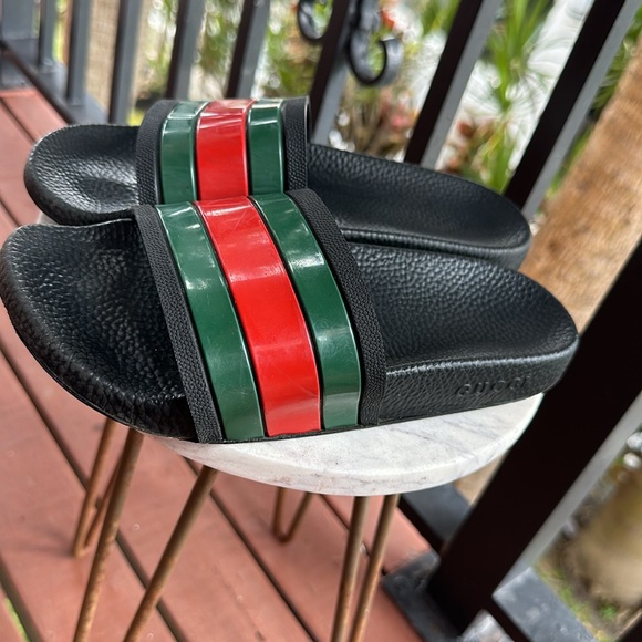 Gucci | Shoes | Gucci Unisex Red And Green Slides Women Sz 7 Men 55 ...